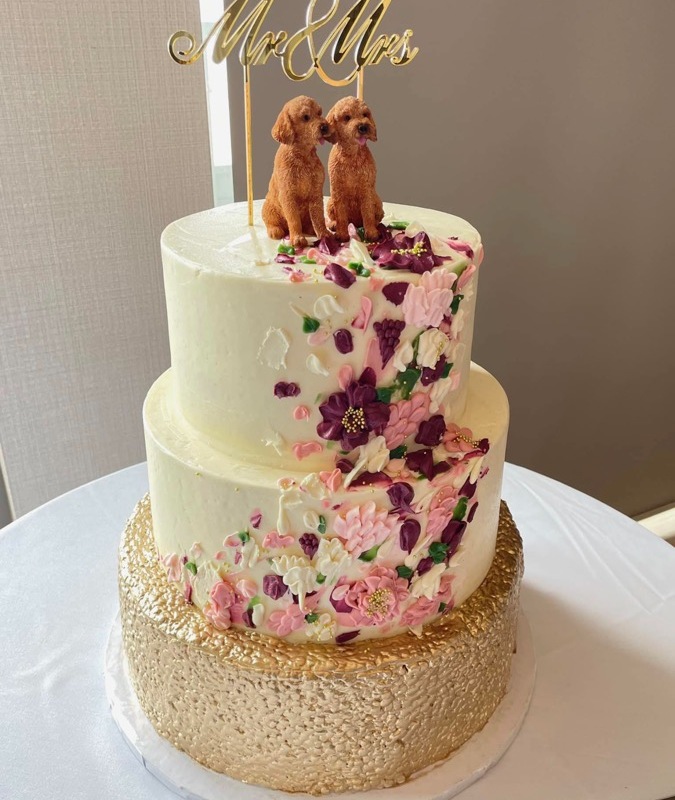 Dog Eating Wedding Cake